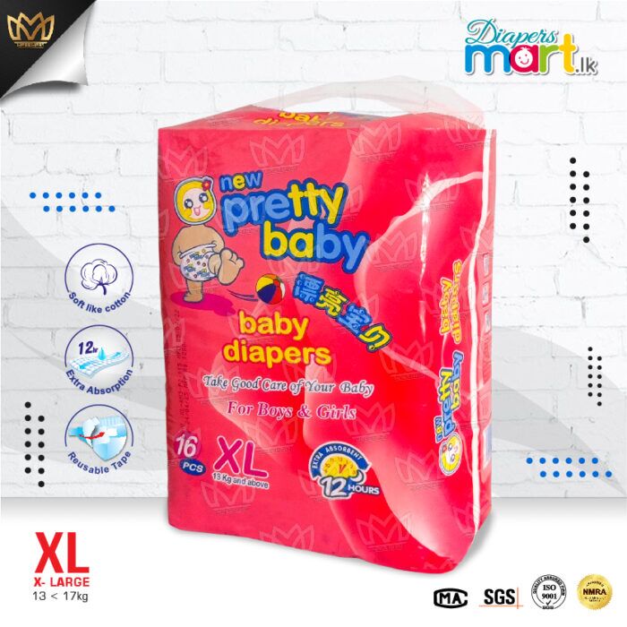 Pretty Baby Diapers Tape- X Large 16pcs - Buy Diapers at Best Prices in ...